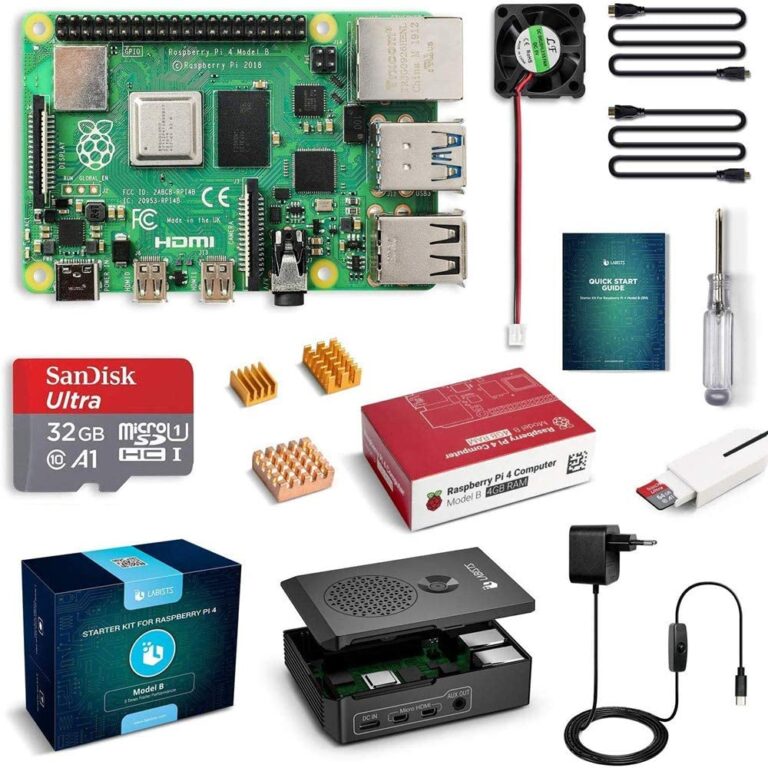 LABISTS Raspberry Pi 4 Model B 4GB RAM Starter Kit, RPi Barebone con MicroSD 32GB, Tipo C ...